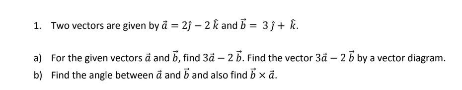 Solved 1. Two vectors are given by å = 2ſ – 2 k and 5 = 3ị + | Chegg.com