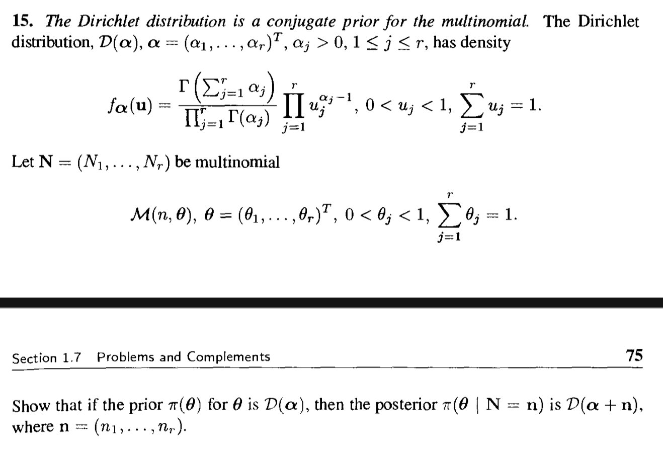Solved The Dirichlet distribution is a conjugate prior for | Chegg.com