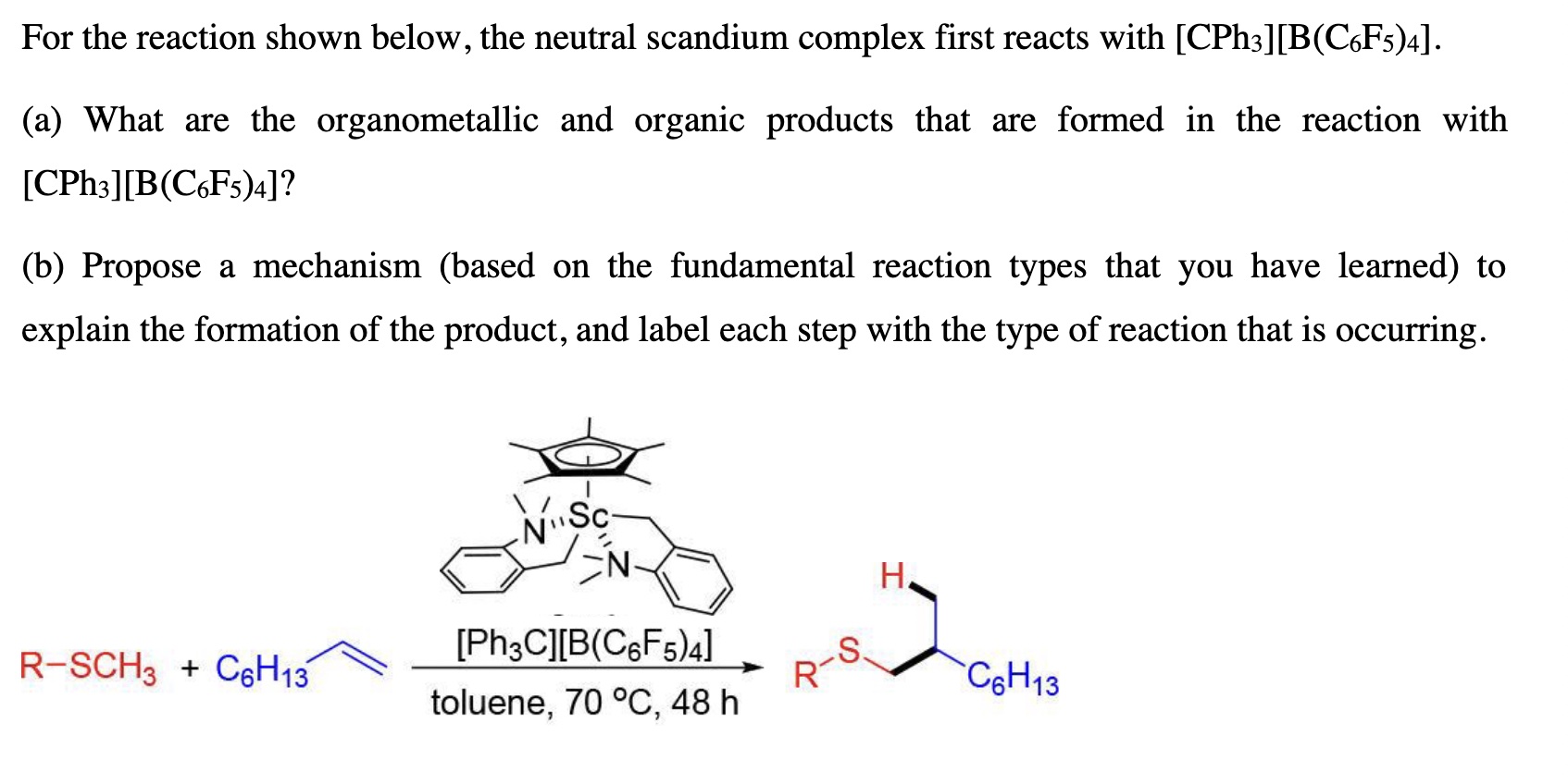 For the reaction shown below, the neutral scandium | Chegg.com