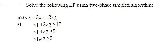Solved Solve the following LP using two-phase simplex | Chegg.com