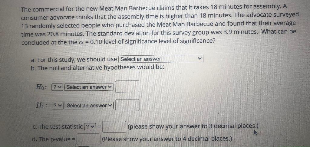 Solved The commercial for the new Meat Man Barbecue claims | Chegg.com