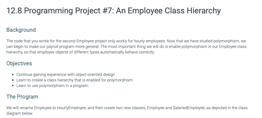 12.8 Programming Project #7: An Employee Class | Chegg.com