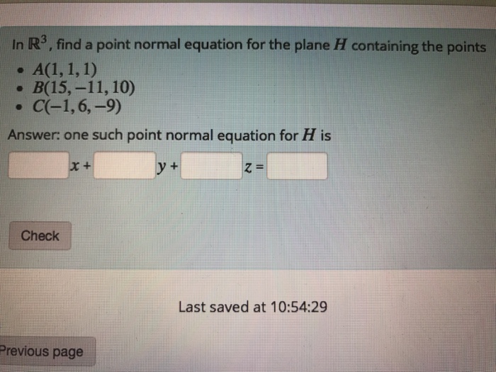 Solved In R3, find a point normal equation for the plane H | Chegg.com