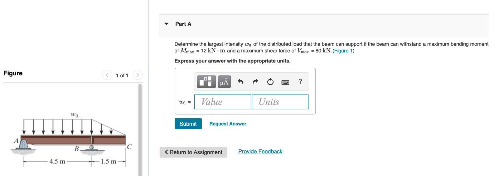 Solved Determine the largest intensity w0 of the distributed | Chegg.com