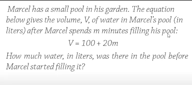 Solved Marcel has a small pool in his garden. The equation | Chegg.com