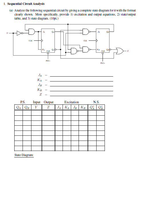 Solved 1. Sequential Circuit Analysis (a) Analyze the | Chegg.com