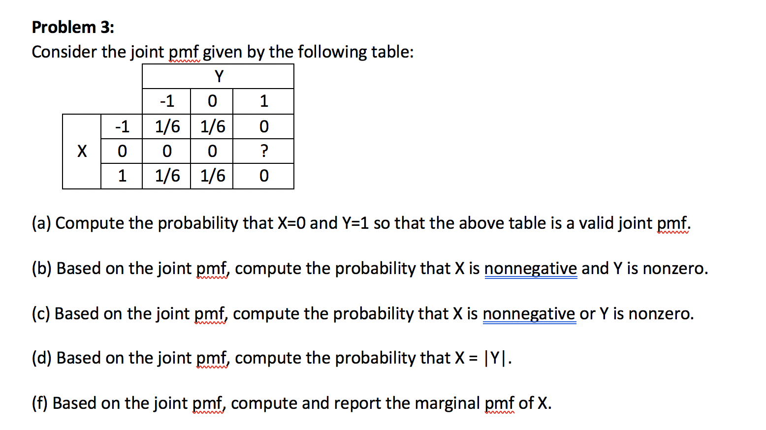 Solved Problem 3: Consider the joint pmf given by the | Chegg.com