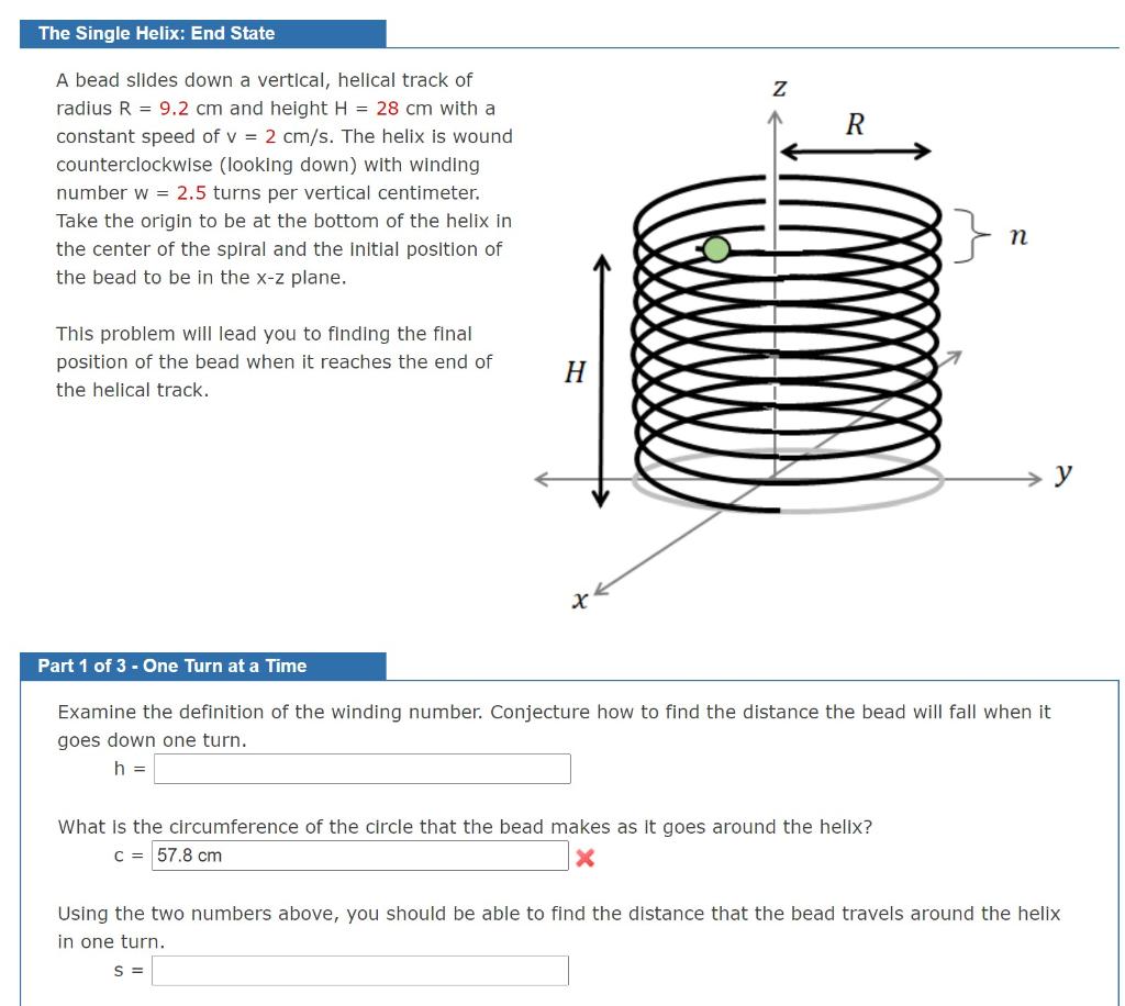 Solved The Single Helix: End State z R A bead slides down a | Chegg.com
