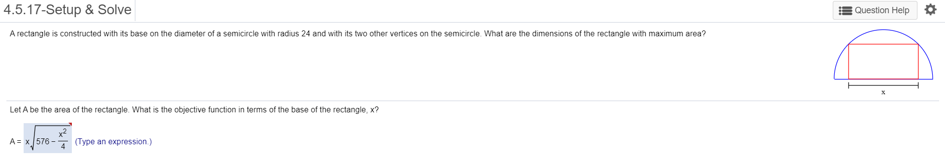 Solved 4.5.17-Setup & Solve 8 Question Help A rectangle is | Chegg.com