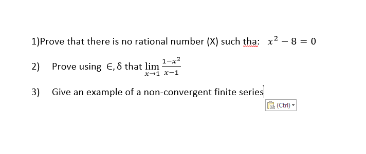 Solved 1) Prove that there is no rational number (X) such | Chegg.com