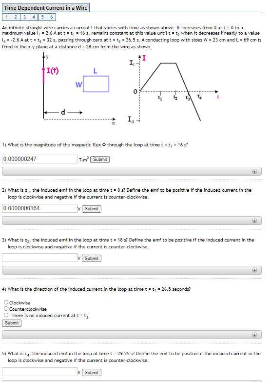 Solved Time Dependent Current in a Wire 1 2 3 4 5 6 An | Chegg.com