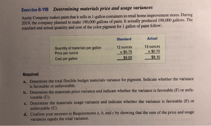 Solved Exercise 8-11B Determining materials price and usage | Chegg.com