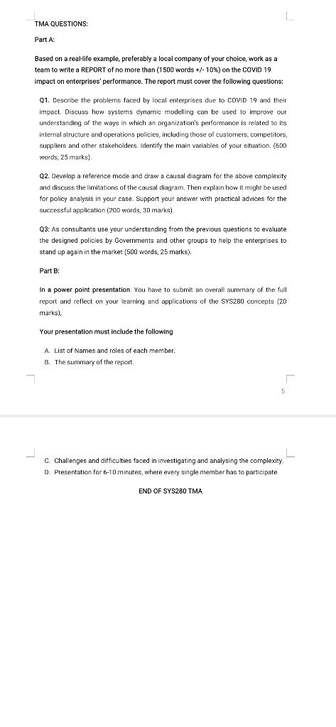 Solved TMA QUESTIONS Part A: Based on a real-life example, | Chegg.com