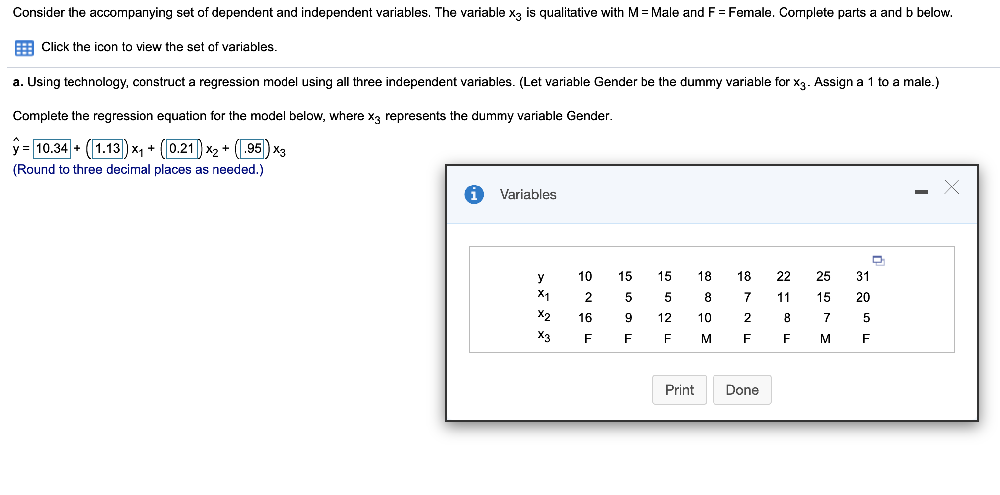 Solved Consider the accompanying set of dependent and | Chegg.com