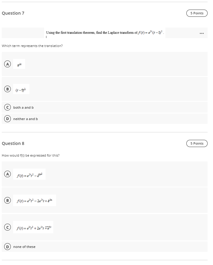 Solved Question 7 5 Points Using the first translation | Chegg.com