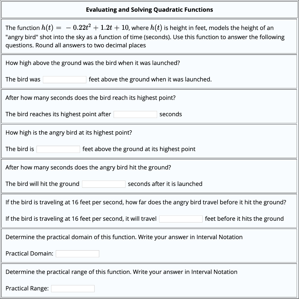Solved Evaluating and Solving Quadratic Functions The | Chegg.com