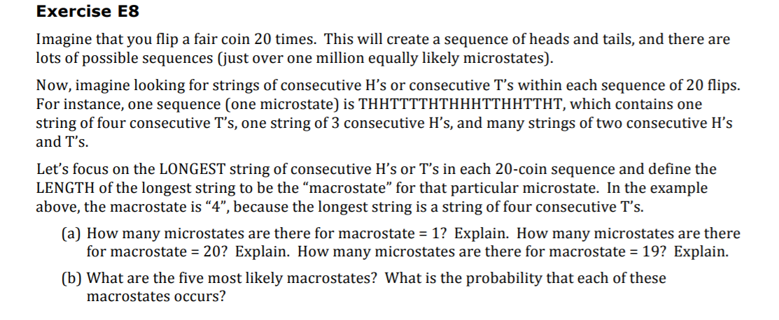 Exercise E8 Imagine that you flip a fair coin 20 | Chegg.com