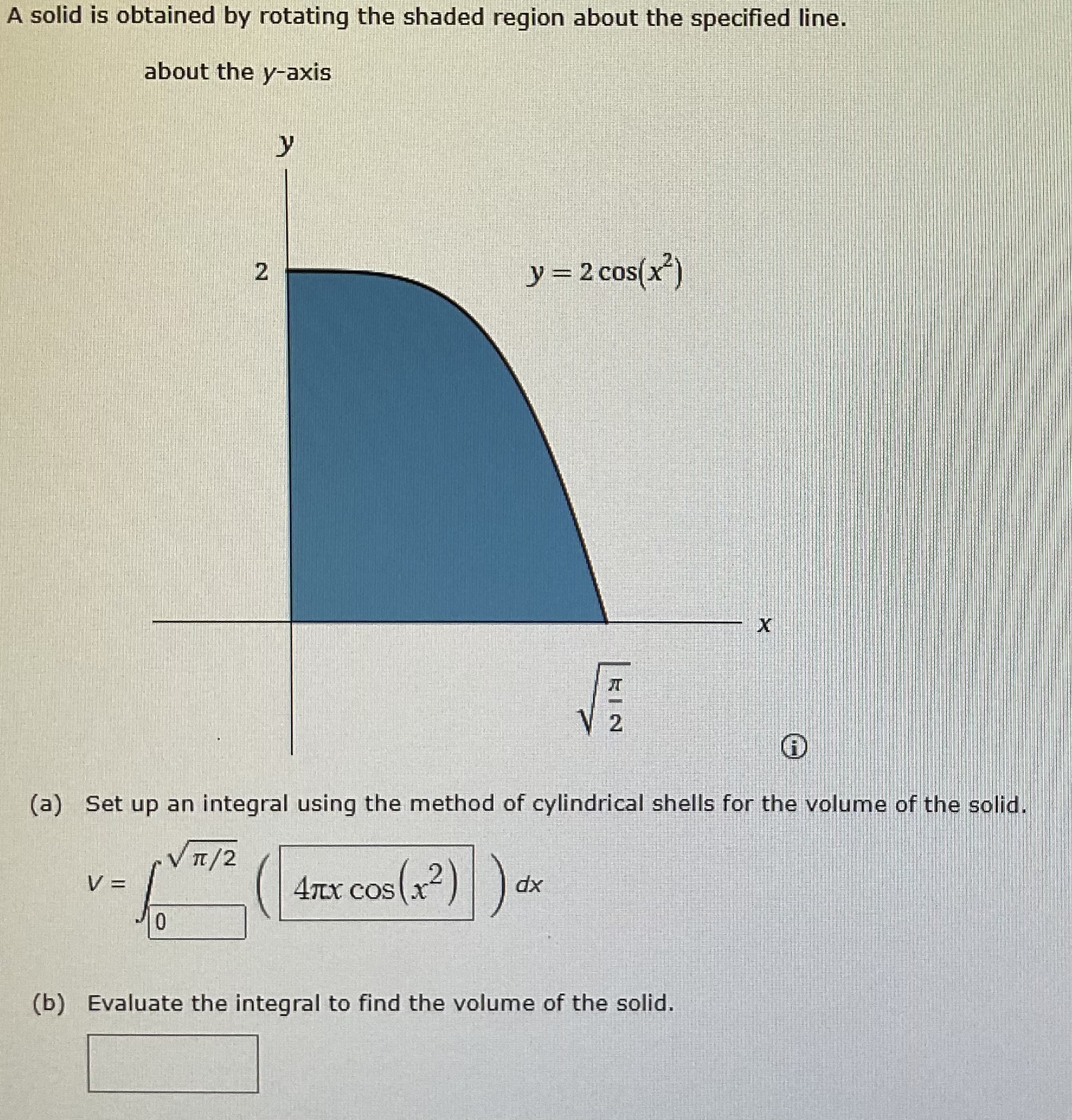 Solved A solid is obtained by rotating the shaded region | Chegg.com