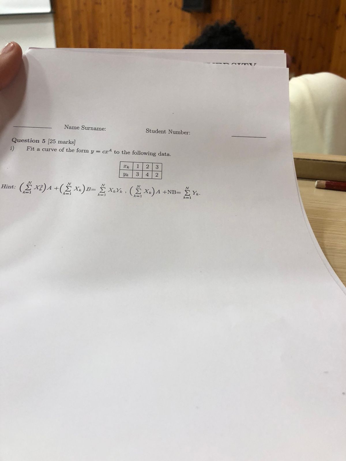 Solved Question 5 [25 marks] i) Fit a curve of the form | Chegg.com