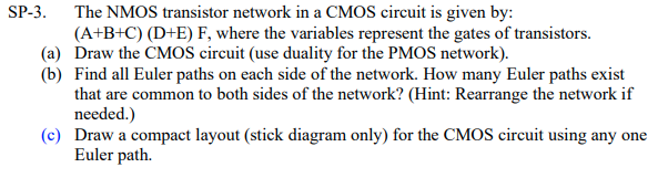 Solved SP-3. The NMOS transistor network in a CMOS circuit | Chegg.com