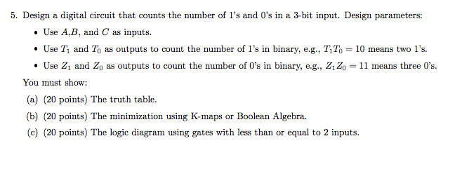 Solved 5. Design a digital circuit that counts the number of | Chegg.com