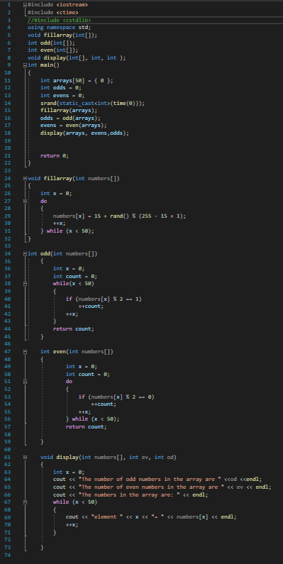 Solved 1. Fill an array 50 integers using a void function. | Chegg.com