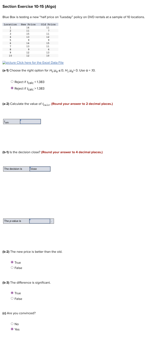 Solved Section Exercise 10-15 (Algo) Blue Box is testing a | Chegg.com