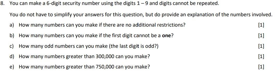Solved You can make a 6-digit security number using the | Chegg.com