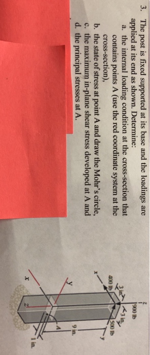 Solved 3. The post is fixed supported at its base and the | Chegg.com