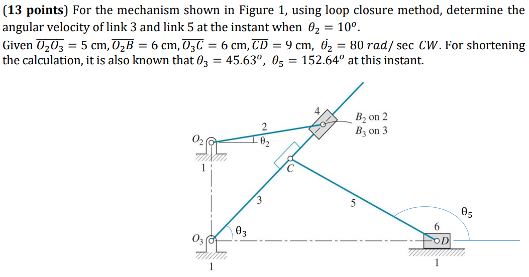 Solved (13 points) For the mechanism shown in Figure 1, | Chegg.com