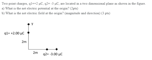 Solved Two point charges, q1=+2C, 42=-3 C, are located in a | Chegg.com