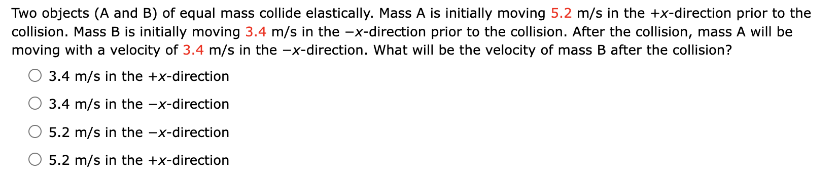 Solved Two Objects A And B Of Equal Mass Collide