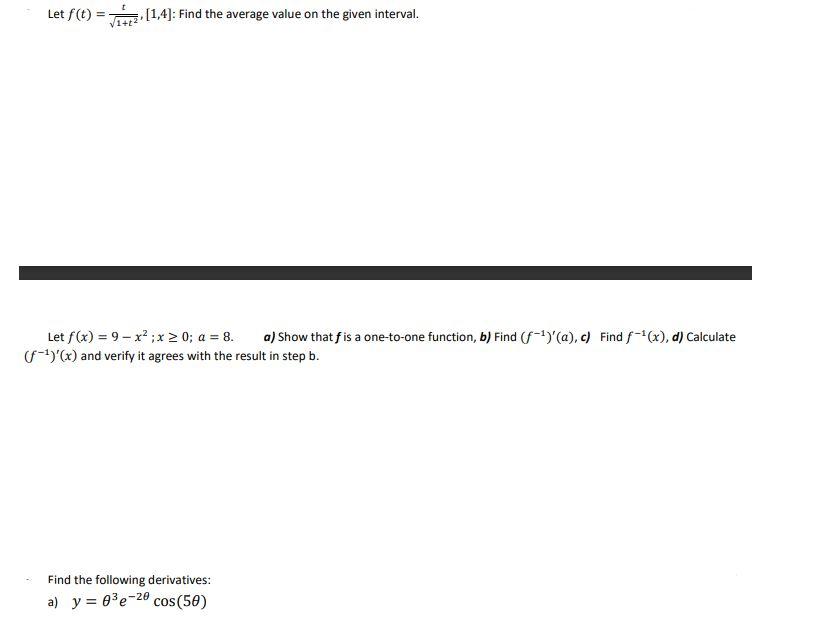 Solved Let f(t)=1+t2t,[1,4] : Find the average value on the | Chegg.com