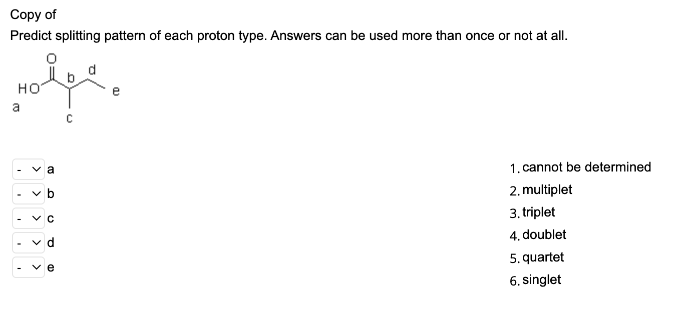 Solved Copy of Predict splitting pattern of each proton | Chegg.com