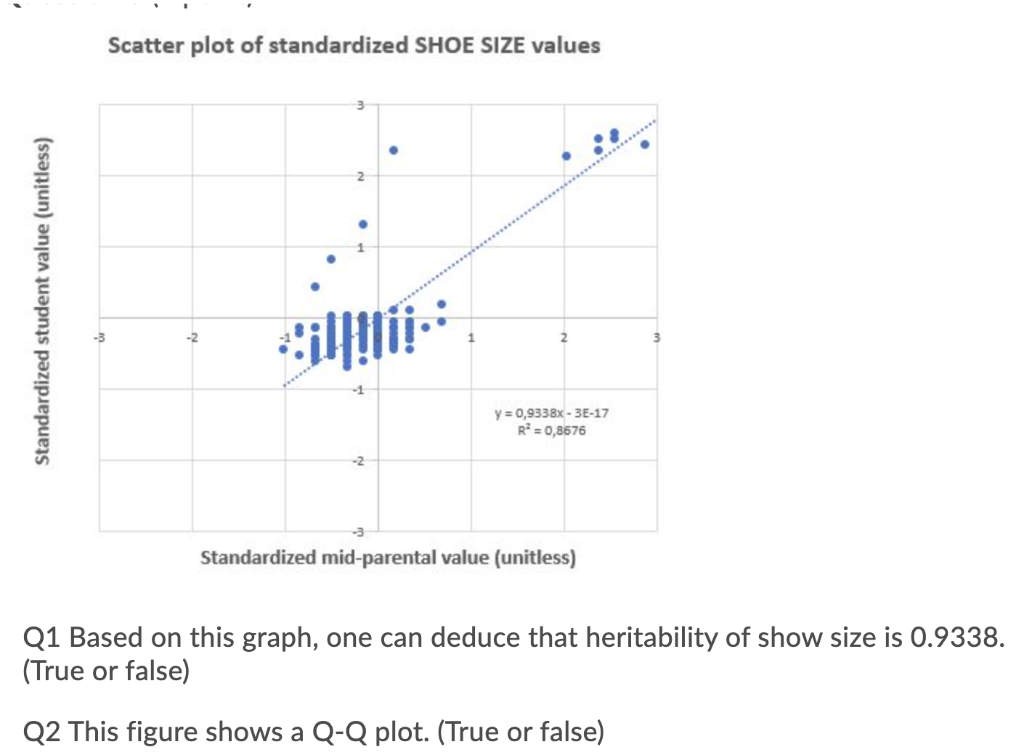 Solved Scatter plot of standardized SHOE SIZE values | Chegg.com