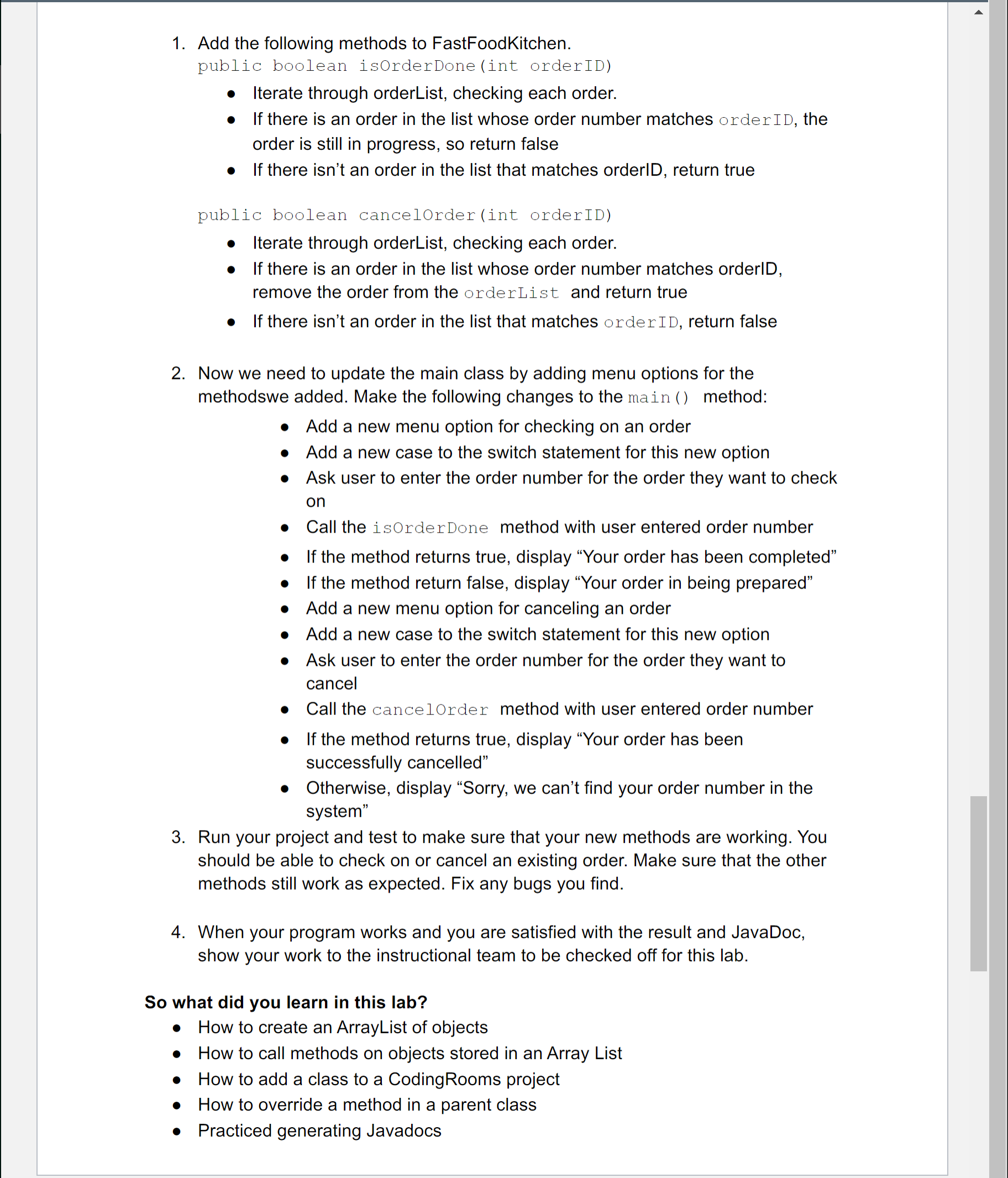 Solved Urgent >> Working with ArrayLists **Note >> To | Chegg.com