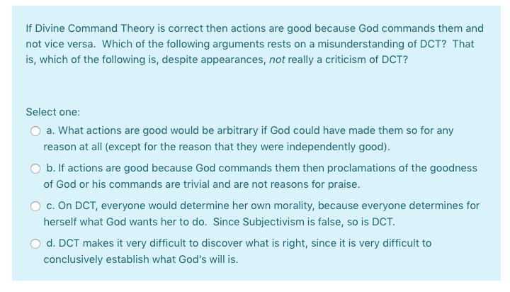 Solved If Divine Command Theory Is Correct Then Actions Are Chegg solved-if-divine-command-theory-is-correct-then-actions-are-chegg