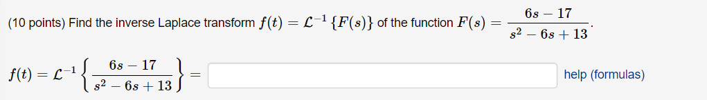 Solved (10 points) Find the inverse Laplace transform | Chegg.com