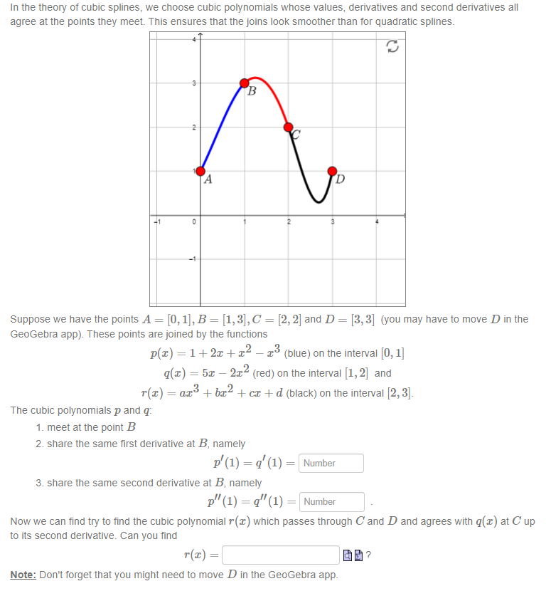 Solved In the theory of cubic splines, we choose cubic | Chegg.com
