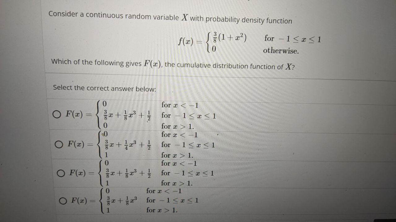 Solved Consider A Continuous Random Variable X With 