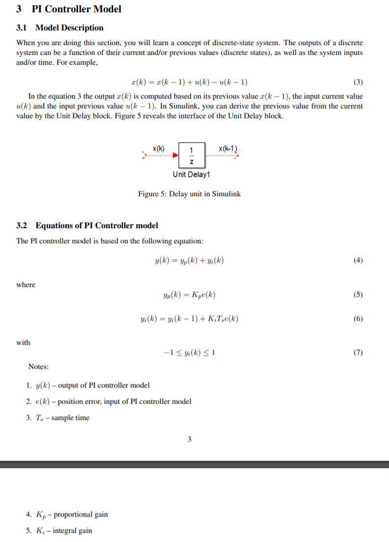 Solved 3 PI Controller Model 3.1 Model Description When you | Chegg.com