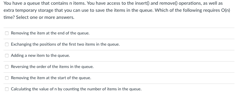 Solved You have a queue that contains n items. You have | Chegg.com