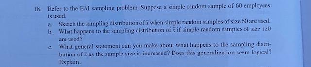 18. Refer to the EAl sampling problem. Suppose a | Chegg.com