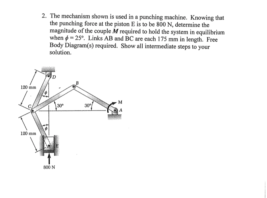 Solved 2. The mechanism shown is used in a punching machine. | Chegg.com