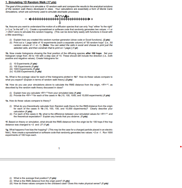 Solved 1 Simulating 1d Random Walk 17 Pts The Goal Of
