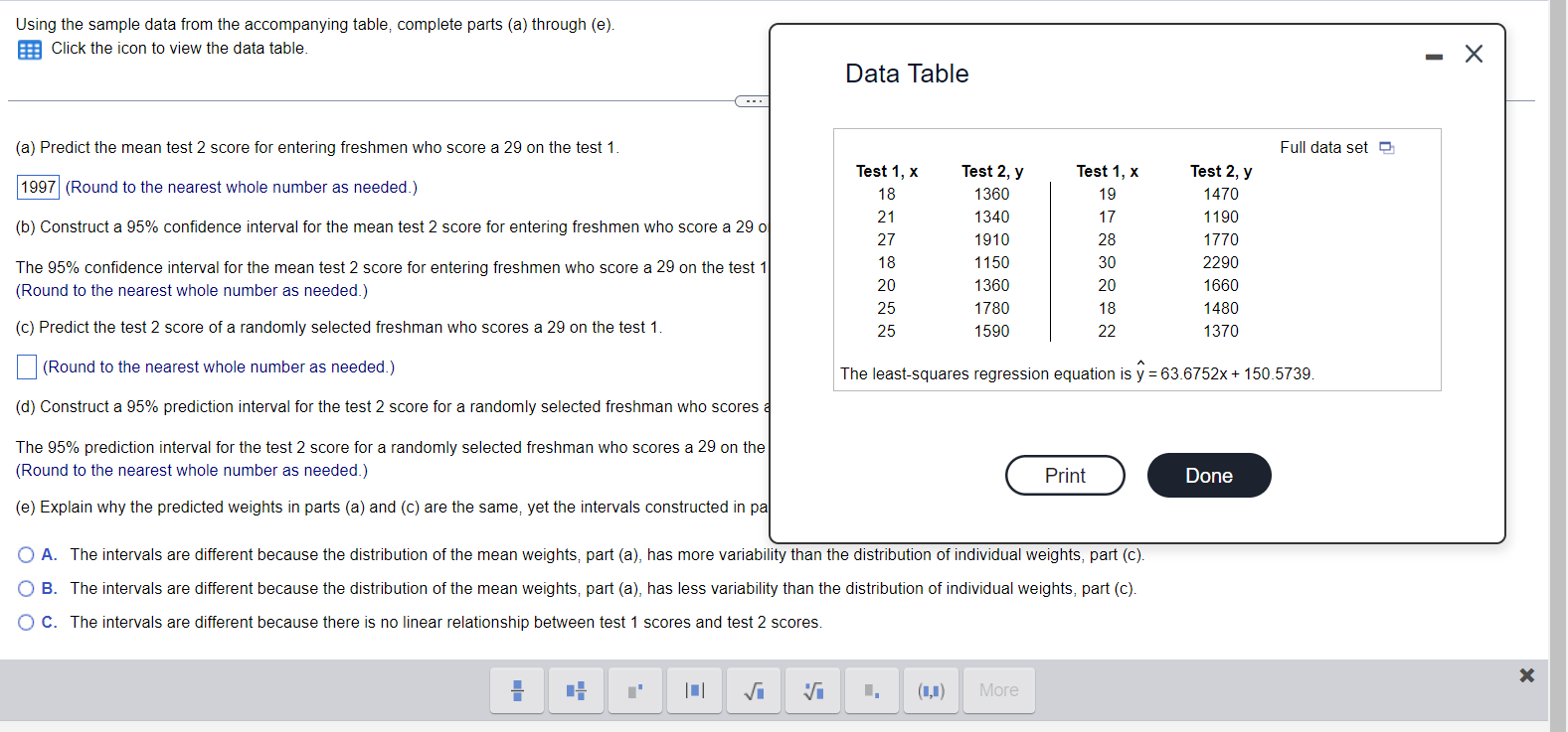 Solved Using the sample data from the accompanying table, | Chegg.com