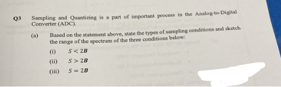 Solved Q3 ﻿Sampling and Quantizing is a part of important | Chegg.com