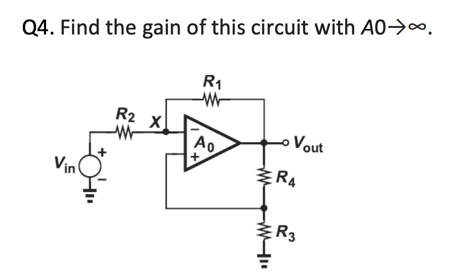 Solved Q4. Find the gain of this circuit with A0→∞. | Chegg.com