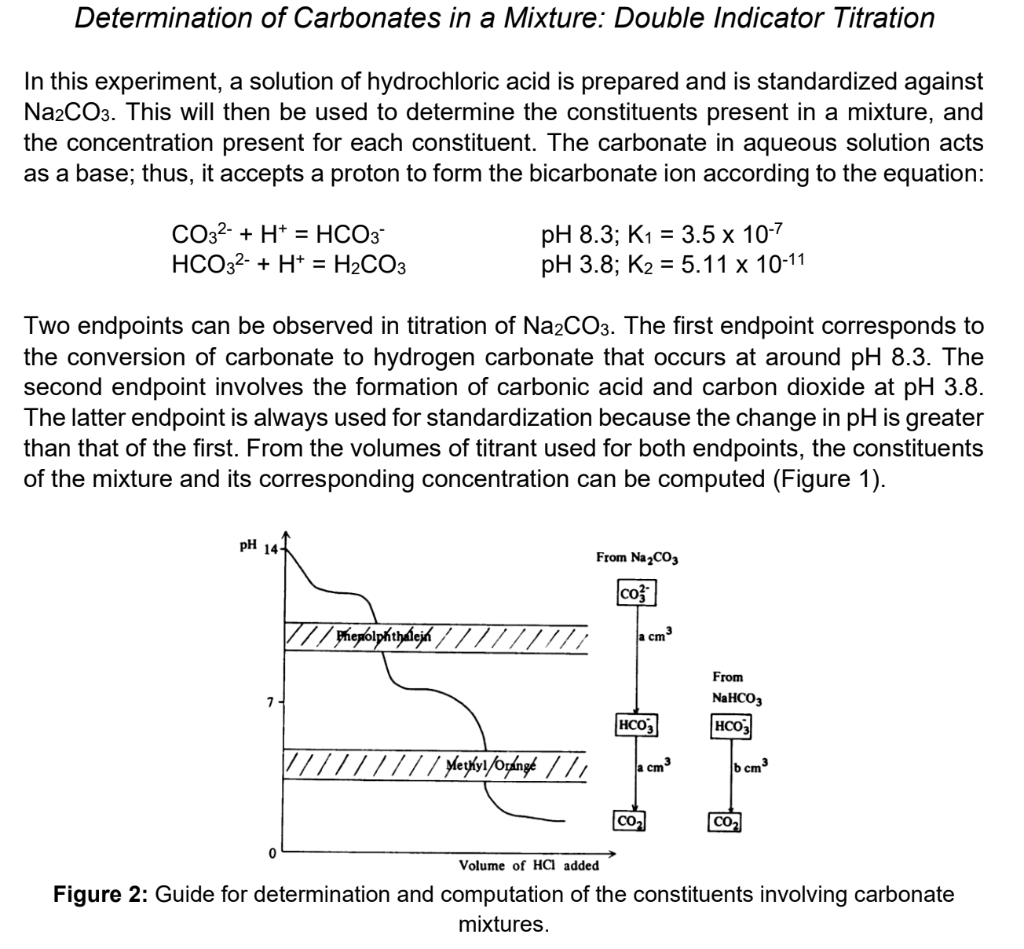 Determination of Carbonates in a Mixture: Double | Chegg.com