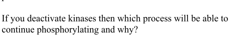 Solved If you deactivate kinases then which process will be | Chegg.com